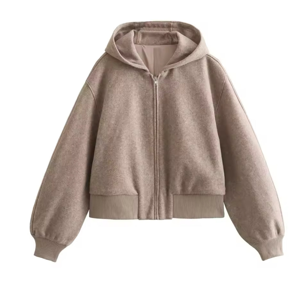 Beige Hooded Wool Bomber Jacket – The Gifted Sisters